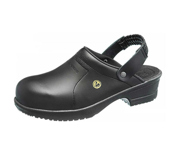 Sievi File Black PU Leather ESD Clogs - Static Safe Environments