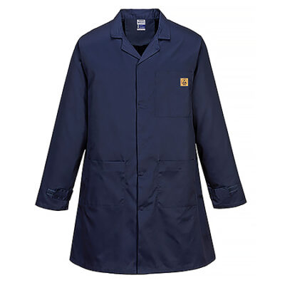 Unisex ESD Lab Coat Dark Blue - Static Safe Environments
