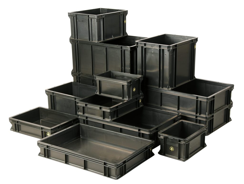 Wez Conductive Containers - Flat Base - ESD Storage Boxes